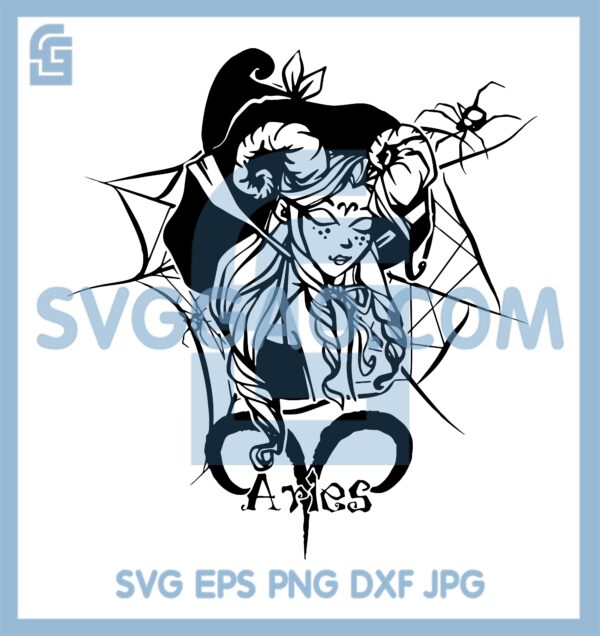 Aries Witchy Zodiac Spiderweb Svg, Astrology Signs Svg, Zodiac Symbols ...
