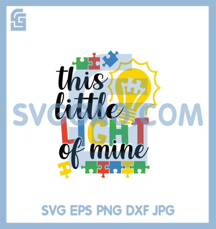 Autism Light Bulb Svg, This Little Light Of Mine Svg, Autism Awareness Svg