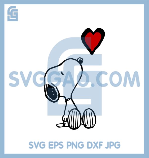 Awesome Peanuts Heart Sitting Snoopy SVG – SVGGAO