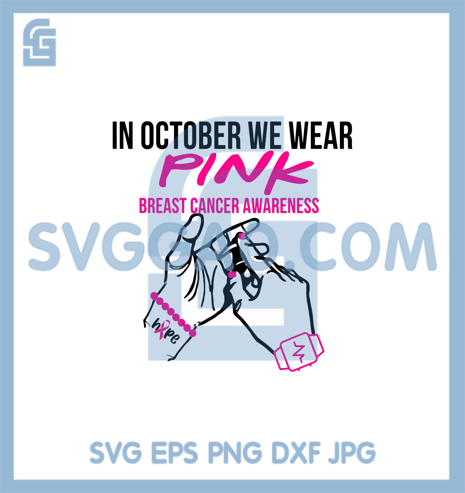 Cancer Heart Rate Clock Svg, In October We Wear Pink Svg, Breast Cancer ...