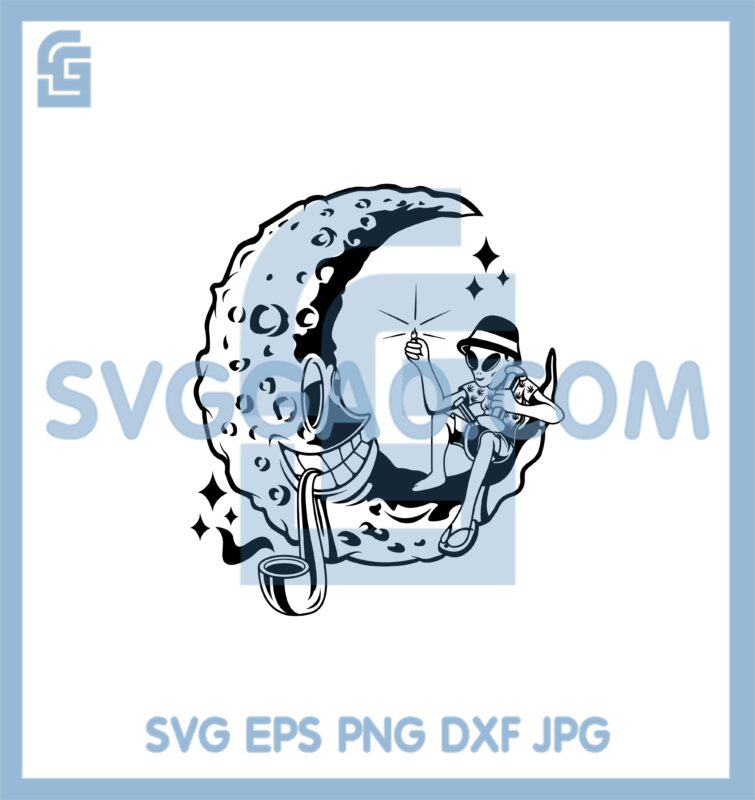 Cannbis Weed Moon Svg, Smoking Cannabis Moon File Cut Svg