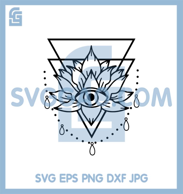 Celestial Triangle Eye Lotus Svg, Moon Phase Mystic Witchy Crescent Svg