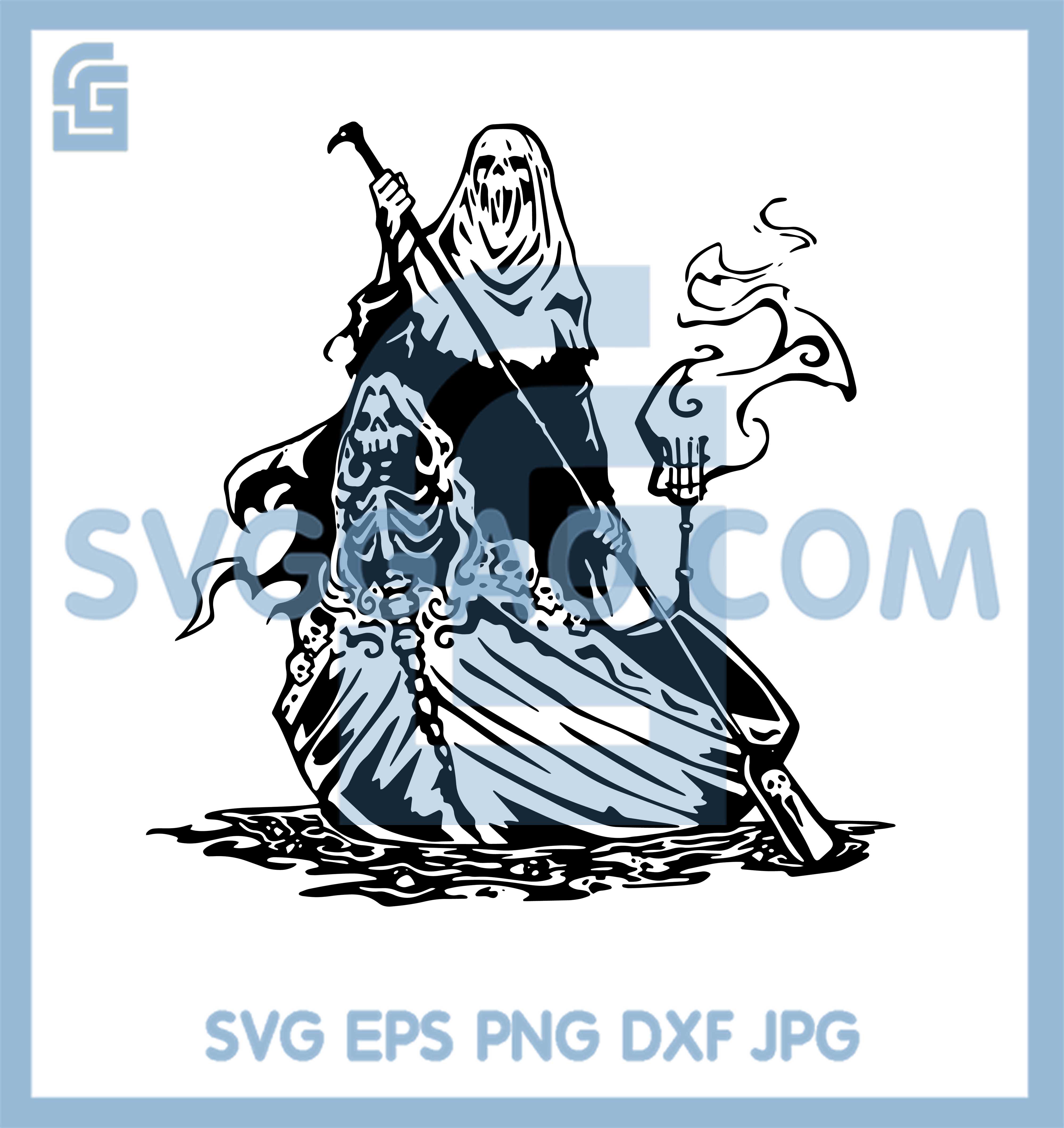 Charon Ferryman Acheron River Styx Death Skull SVG
