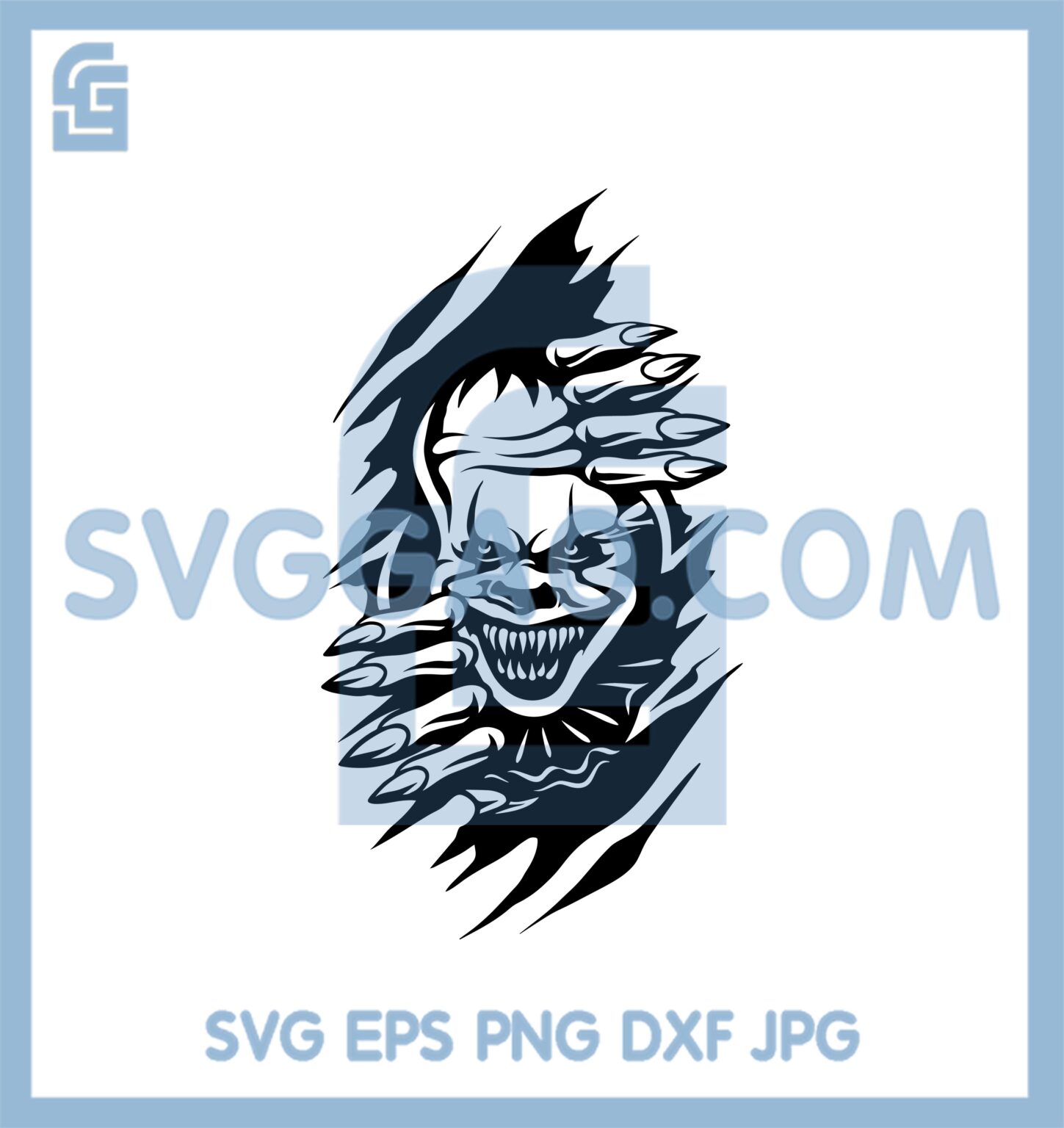 Clown Ripped Shirt Svg, Scary Clown Peeking From Ripped Svg, IT Clown ...