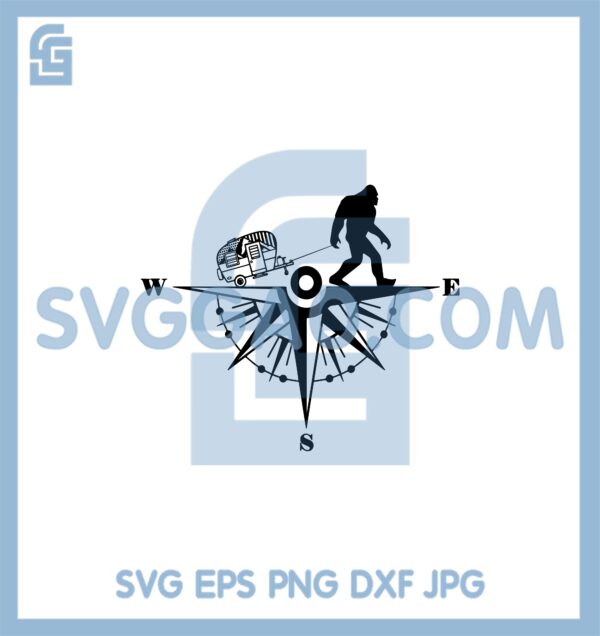 Compass Bigfoot Caravan New Svg, Camper Compass Svg, Compass Bigfoot Svg