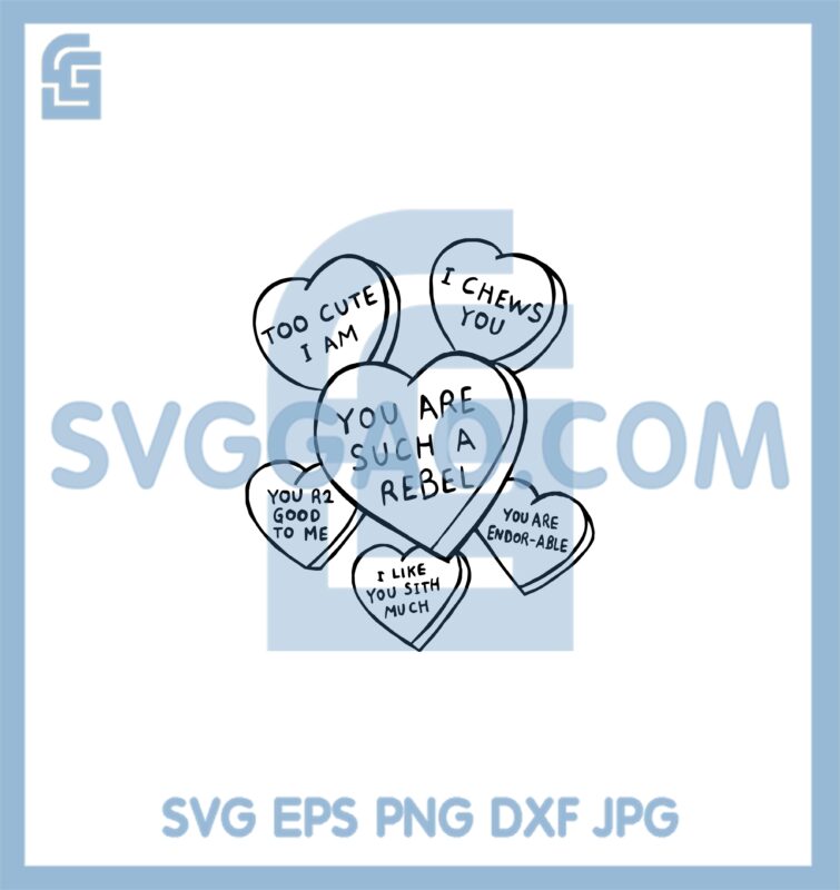 Conversation Star Wars Heart Svg, Conversation Hearts Valentines Love ...