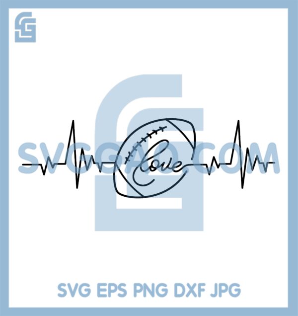 Football Life Heartbeat Svg, Heartbeat Football Svg, Love Football Svg