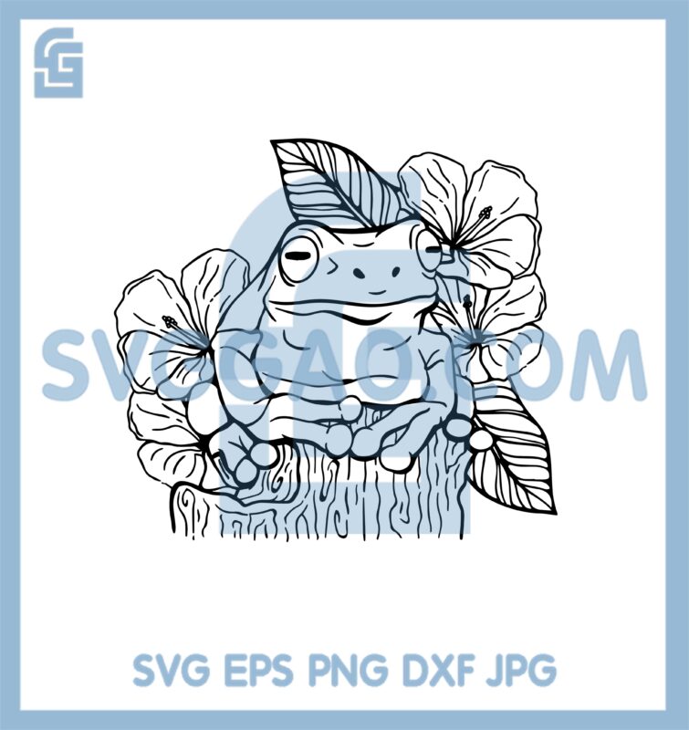 Frog Floral Svg, Frog Tropical Svg, Summer Vibes Floral Animal Svg ...