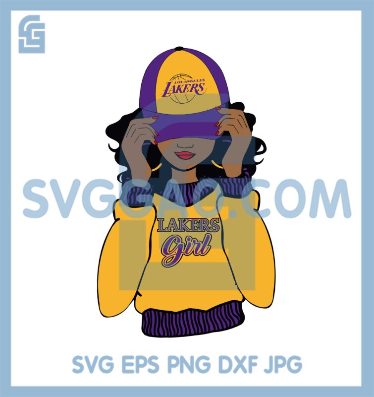 Girl Football Lakers Svg, LA Cap Girl Svg, Basketball Download Svg