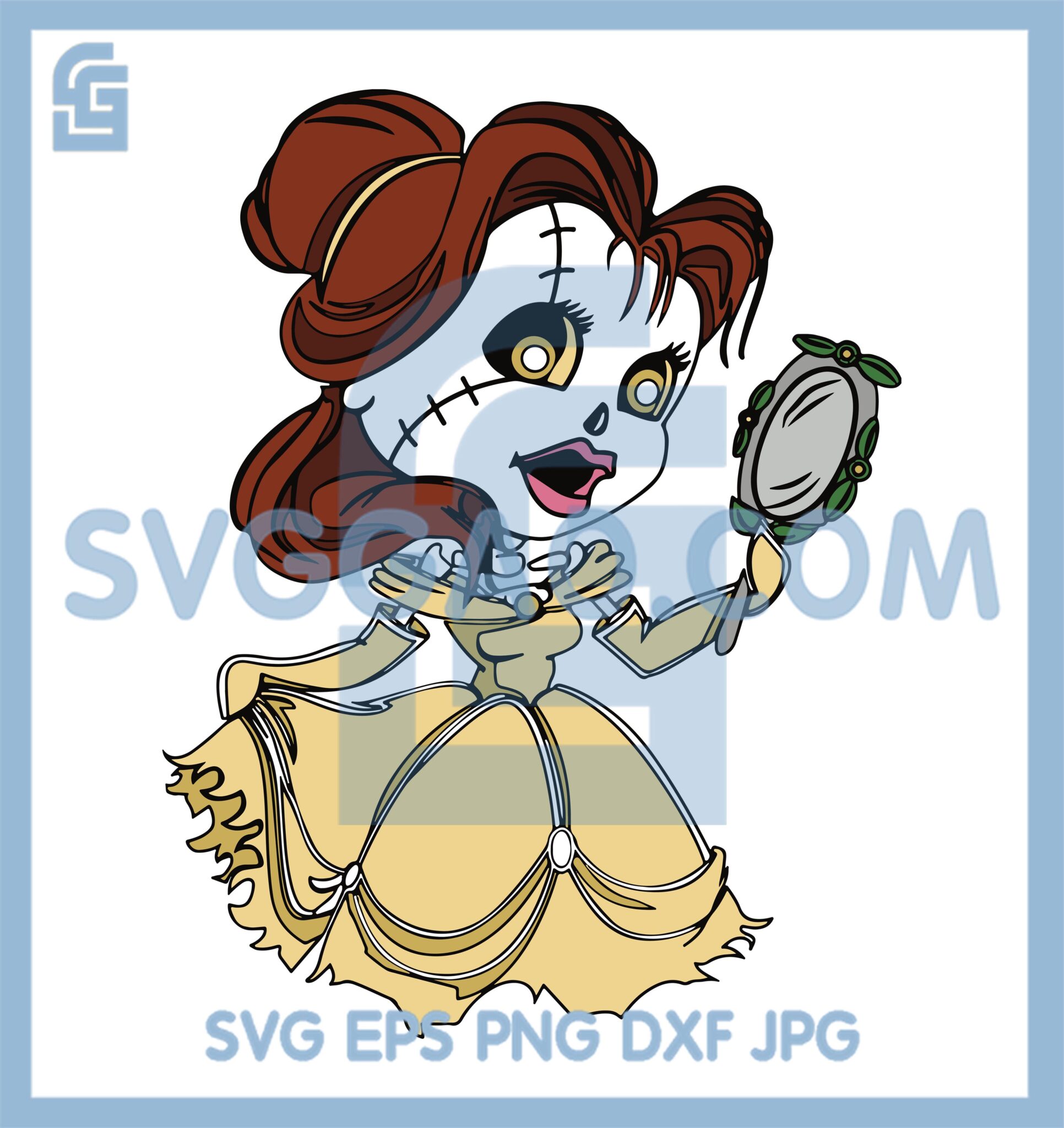 Bella Horror Face Svg, Princess Day Of The Dead Svg, Gifts Belle Svg ...