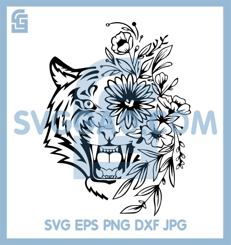 Boho Tiger Flower Svg, Boho Tiger Flower Head Svg, Flower Svg