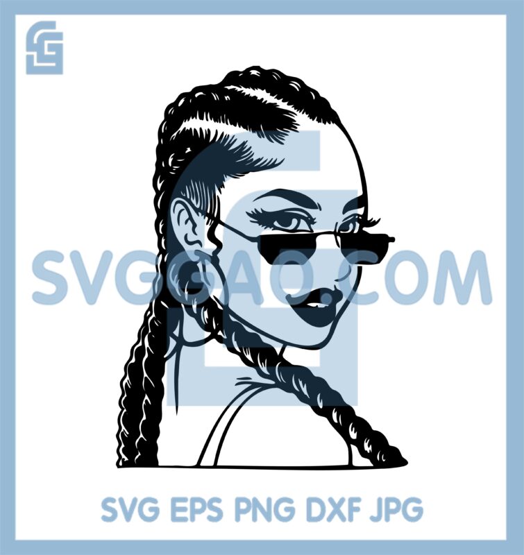 Braids Hairstyle Melanin Popping Svg, Afro Woman Wearing Glasses Svg ...