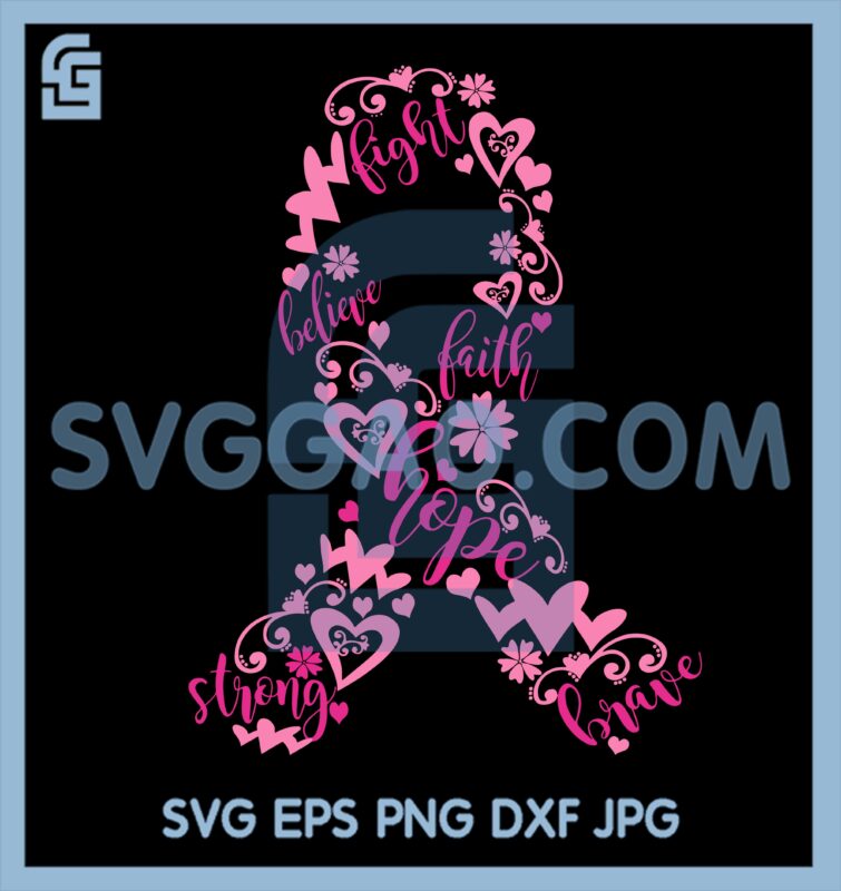 Breast Cancer Awareness Wreath Svg, Autumn Leaves Falling Breast Cancer ...