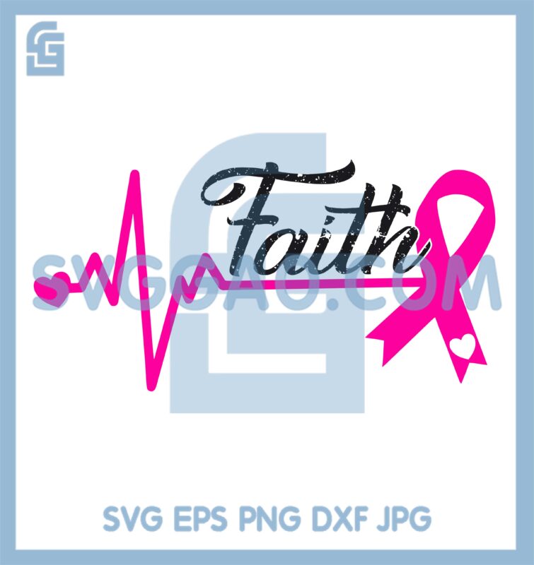 Breast Cancer Svg, Faith Heartbeat Svg, Awareness SVG, Cancer Ribbon SVG