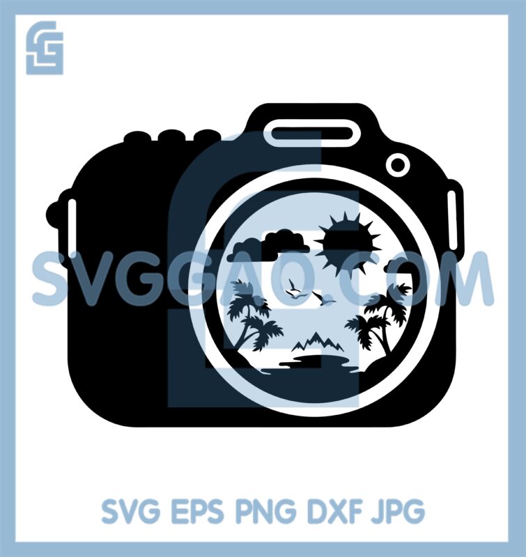 Camera Beach Svg, Camera Silhouette Design Svg, Photography Beach Svg
