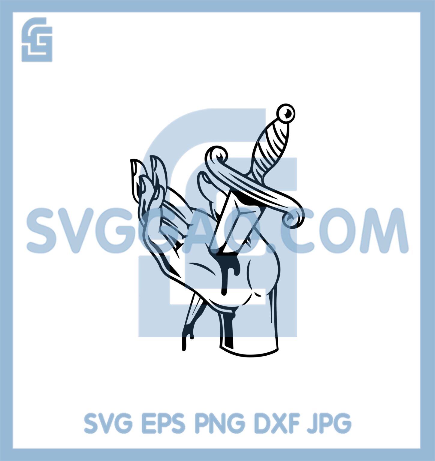 Dagger Stabbed Hand SVG, Knife Stab SVG – SVGGAO