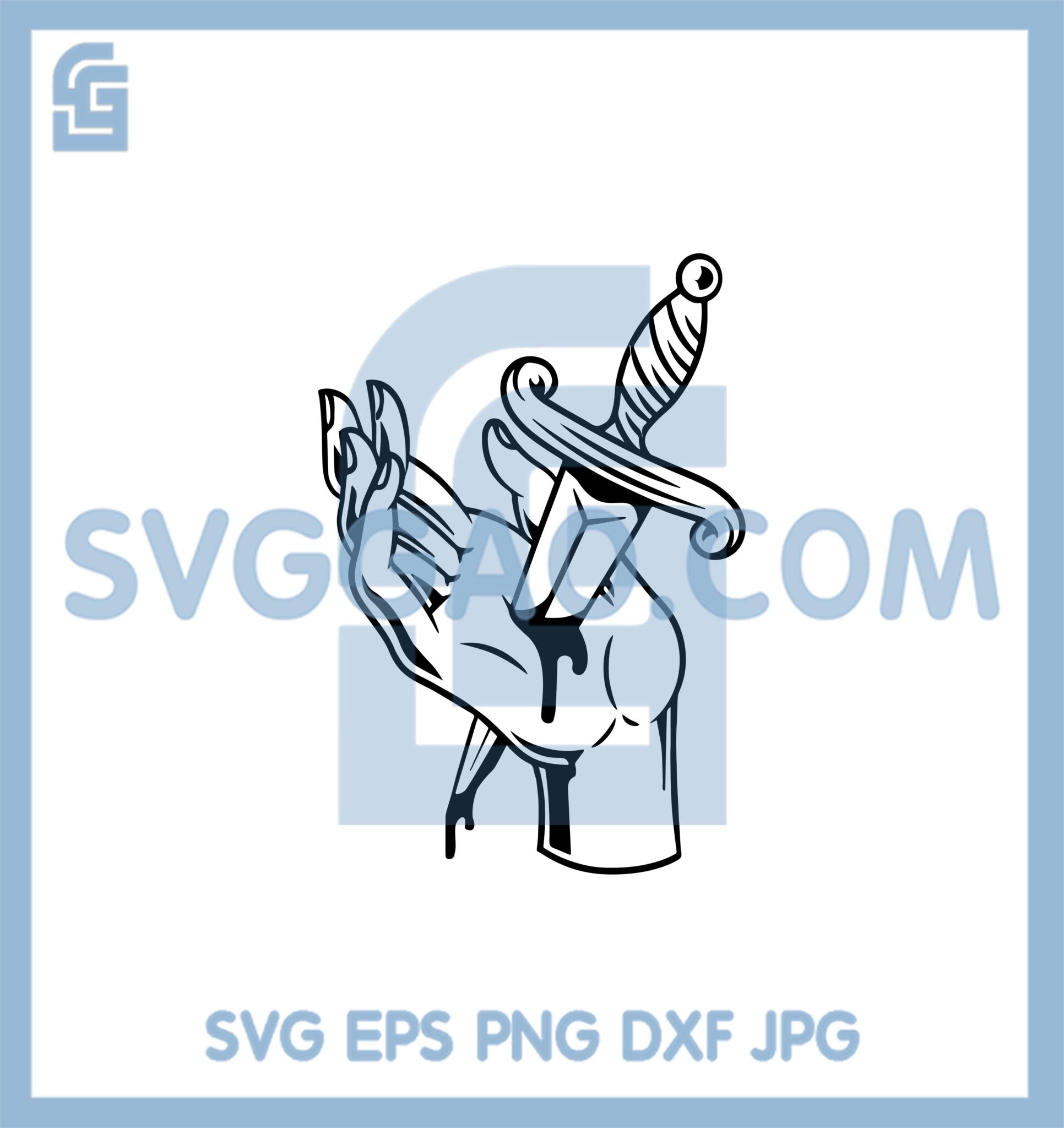 Dagger Stabbed Hand SVG, Knife Stab SVG – SVGGAO
