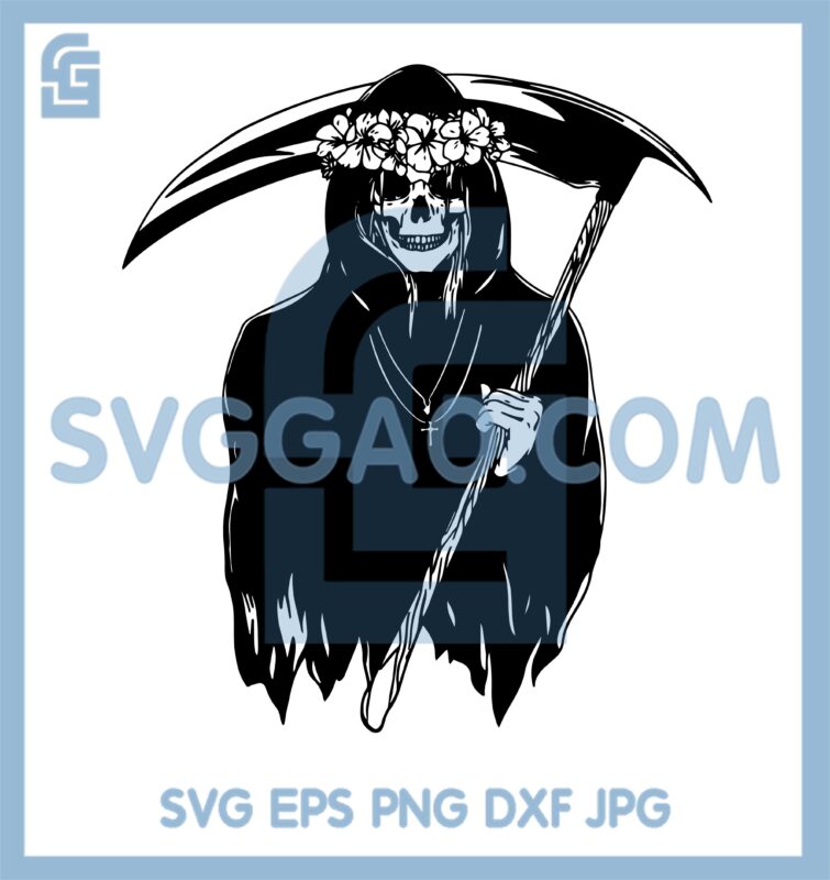 Femaleg Grim Reaper Flowers Svg, Floral Grim Reaper Svg, Girl Grim ...