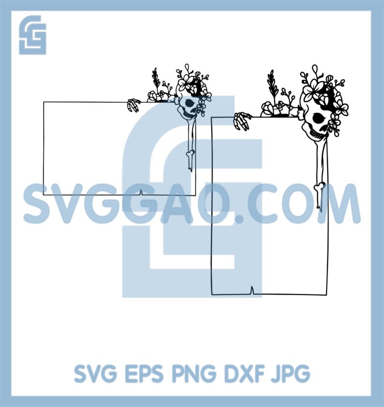 Floral Skeleton Frame Svg, Rectangle Frame Svg, Floral Frame Svg – SVGGAO