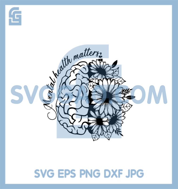Flower Brain Svg, Flower Mental Health Problems With Human Brain Svg ...