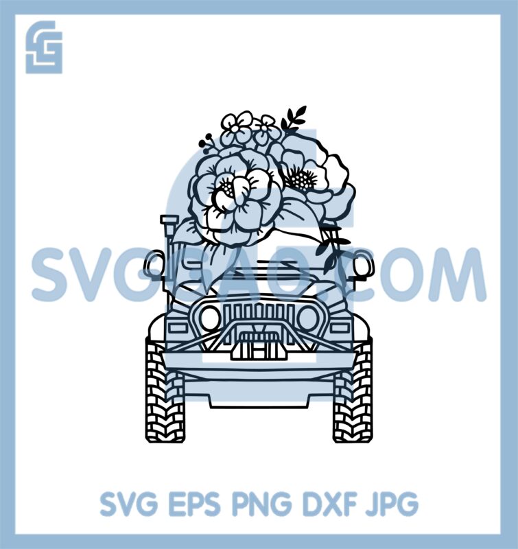 Flower Truck Svg, Flower Jeep Svg, Spring Svg, Floral Farmhouse Svg