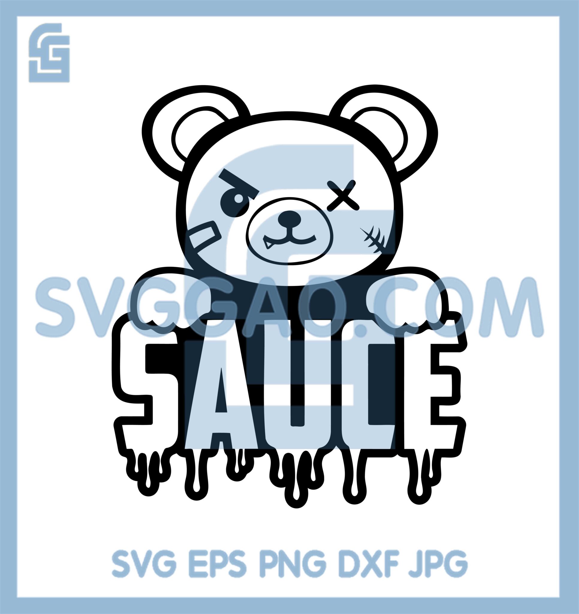 Gangster Teddy Bear Dripping Sauce Svg, Eye Bandage Scar Face Drip ...