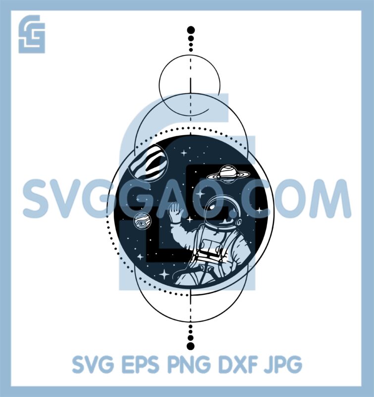Geometric Astronaut Svg, Space Solar System Moon Svg, Celestial Svg