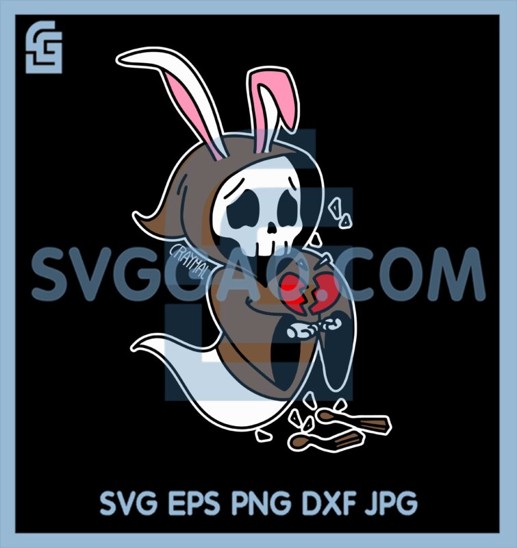 Ghost Rabbit Holding Heart Svg, Give Me Love Svg, Ghost Rabbit Svg