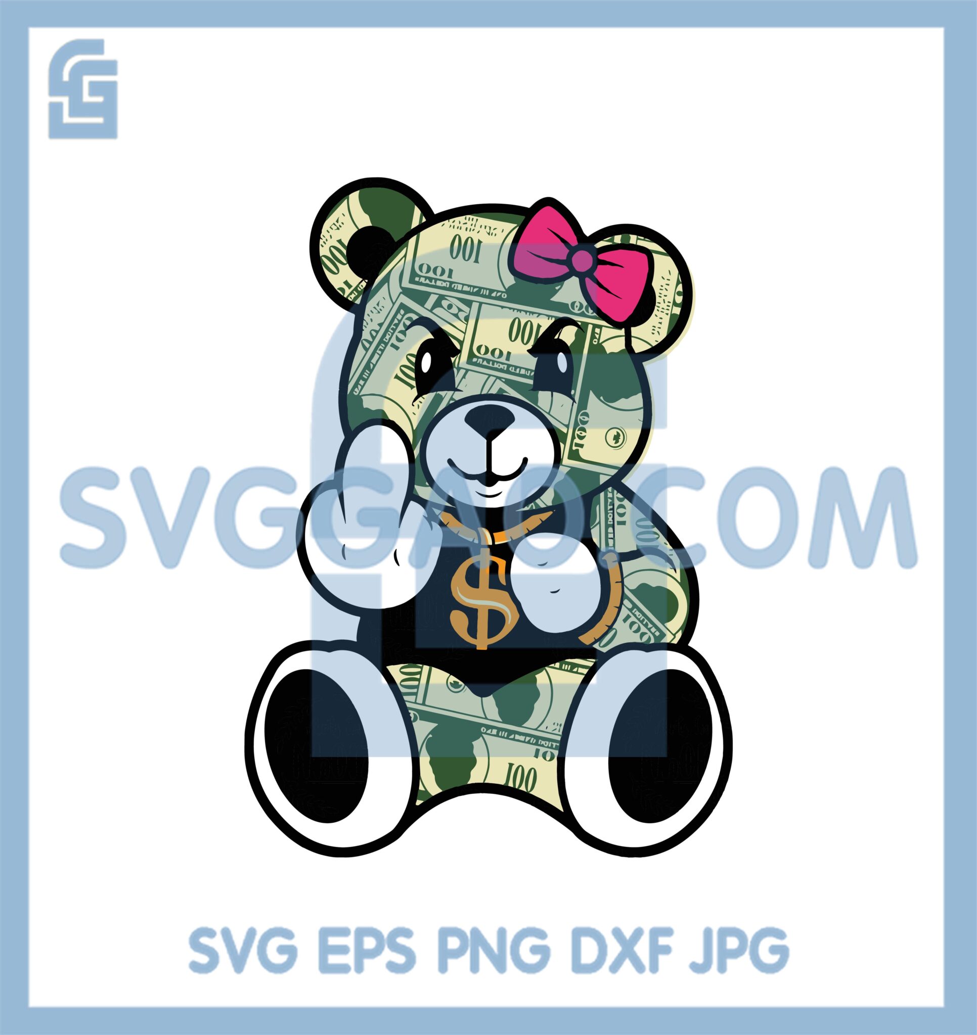 Girl Teddy US Dollar Bill Fuckk Svg, Hipster Teddy Svg, Gangster Bear ...
