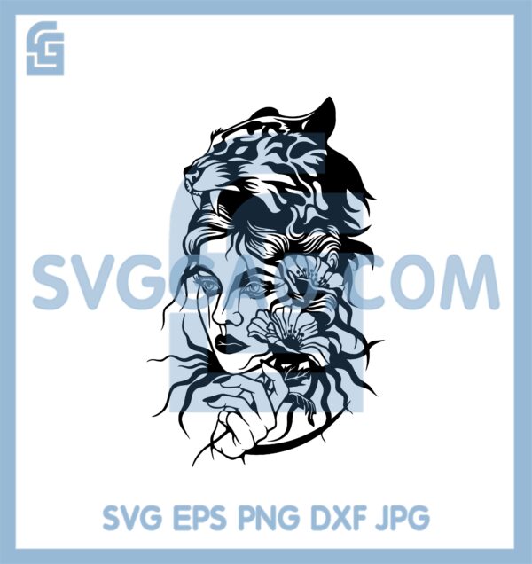 Girl Tiger Headdress SVG, Flowers SVG – SVGGAO