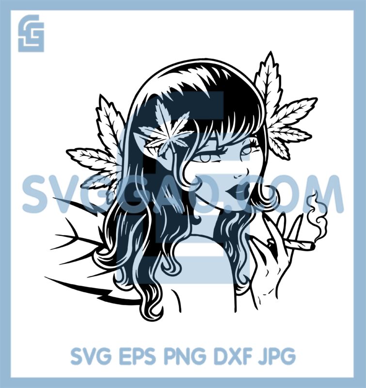 Girl Woman Two Hands Smoking Svg, Weed Fairy Svg, Cannabis Two Hands Svg
