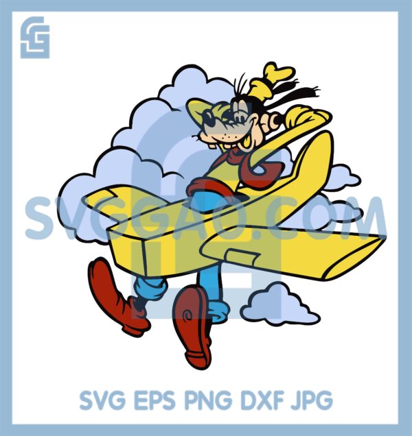 Goofy Sitting On The Plane Svg, Goofy And Plane Cute Svg, Plane Funny ...