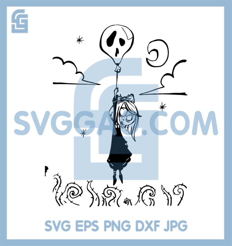 Gothic Girl With The Balloon Svg, Spooky Skull Goth Spoopy Svg – SVGGAO