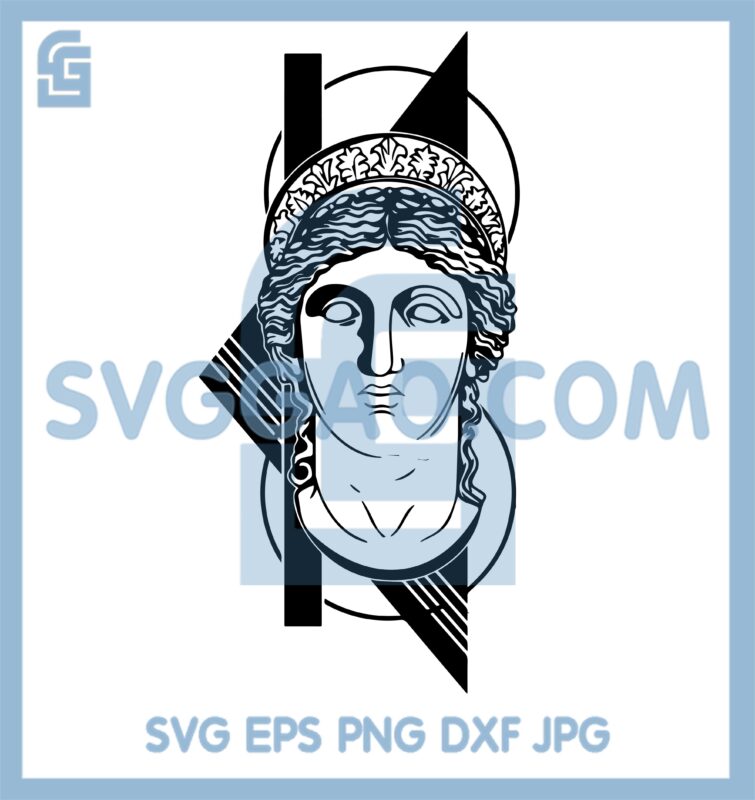 Greek Statue Head Svg, Mythology Abstract Ink Svg