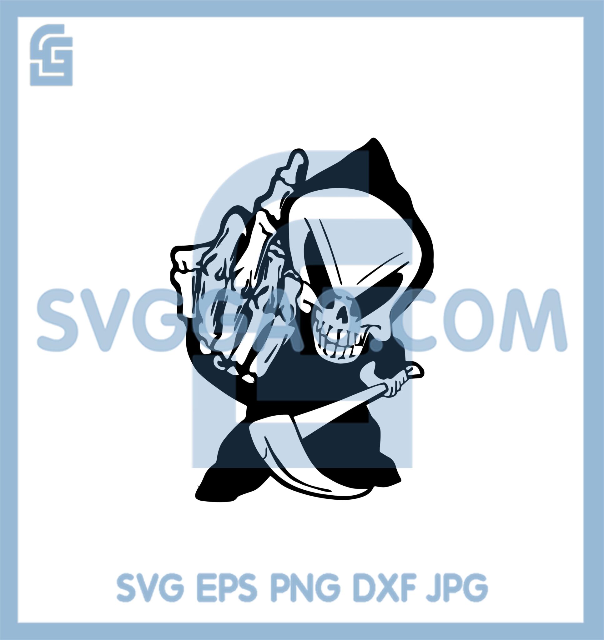 Grim Reaper Skull Skeleton Grin Grinning SVG, Middle Finger Death Evil ...