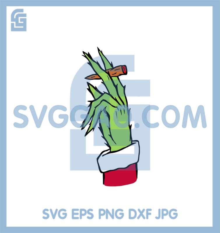 Grinch Smoking Blunt SVG, Grinch Hand Smoking SVG