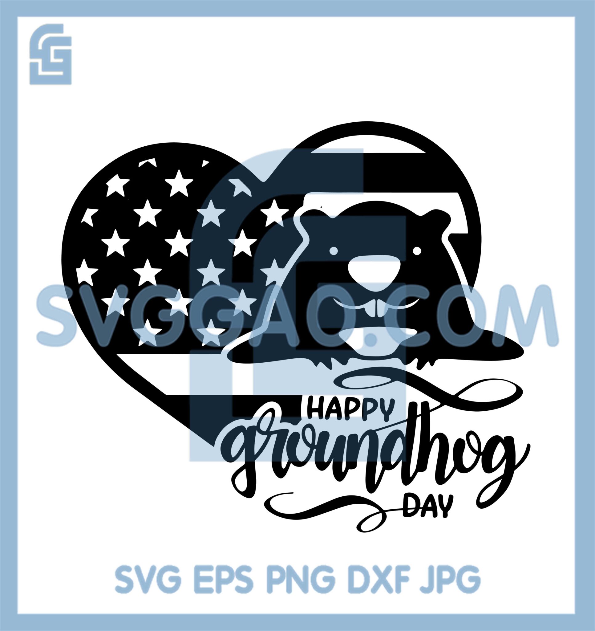 Groundhog With Heart Flag Svg, Happy Groundhog Day Svg