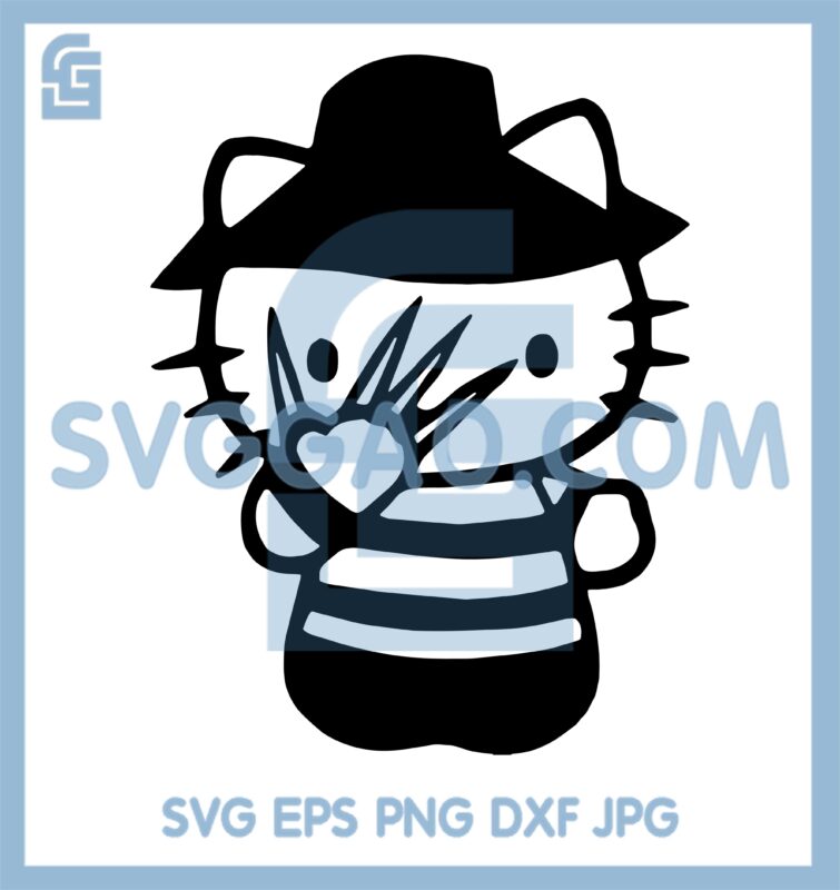 Hello Kitty Freddy Svg, Hello Kitty Freddy Nightmare Elm Street Svg