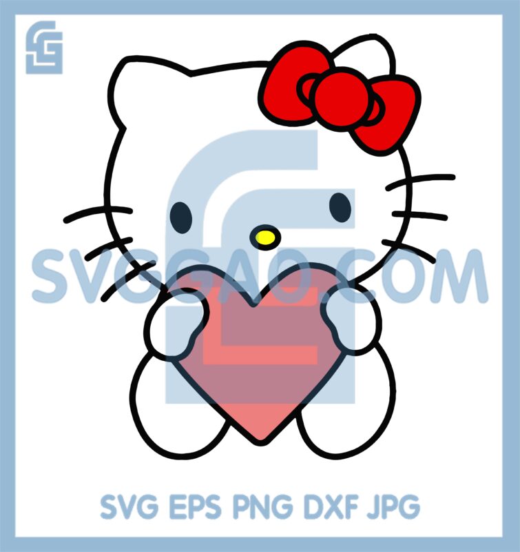 Helloo Kitty Hugs Heart Svg, CuteNe Kitty Valentine Svg – SVGGAO