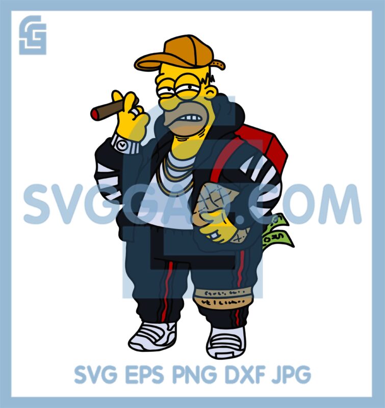 Homer Hypebeast Smoking Svg, Hypebeast A Lot Of Money Svg, Homer Svg