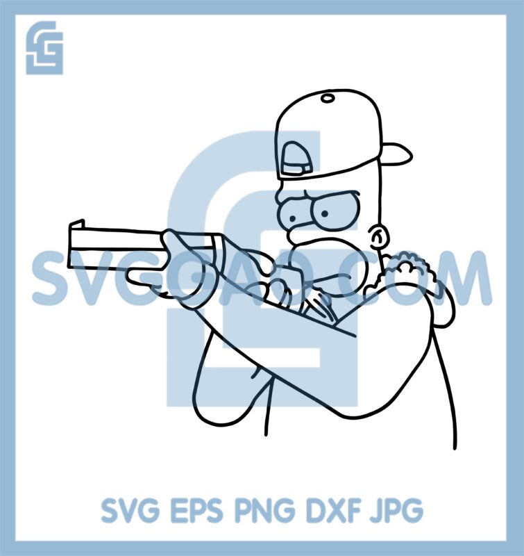 Homer Simpson Gangster Gun Hood Svg, Homer Simpson Svg – SVGGAO