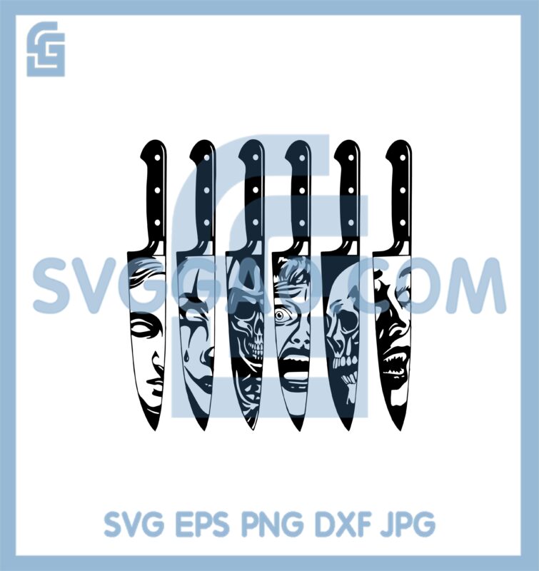 Horror characters in knives SVG, Victim in knive SVG, Skull SVG, Skull ...