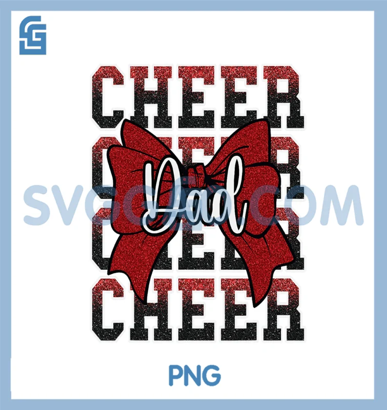 Cheer Dad Daddy Bow Sport Cheerleader Cheerleading Red PNG