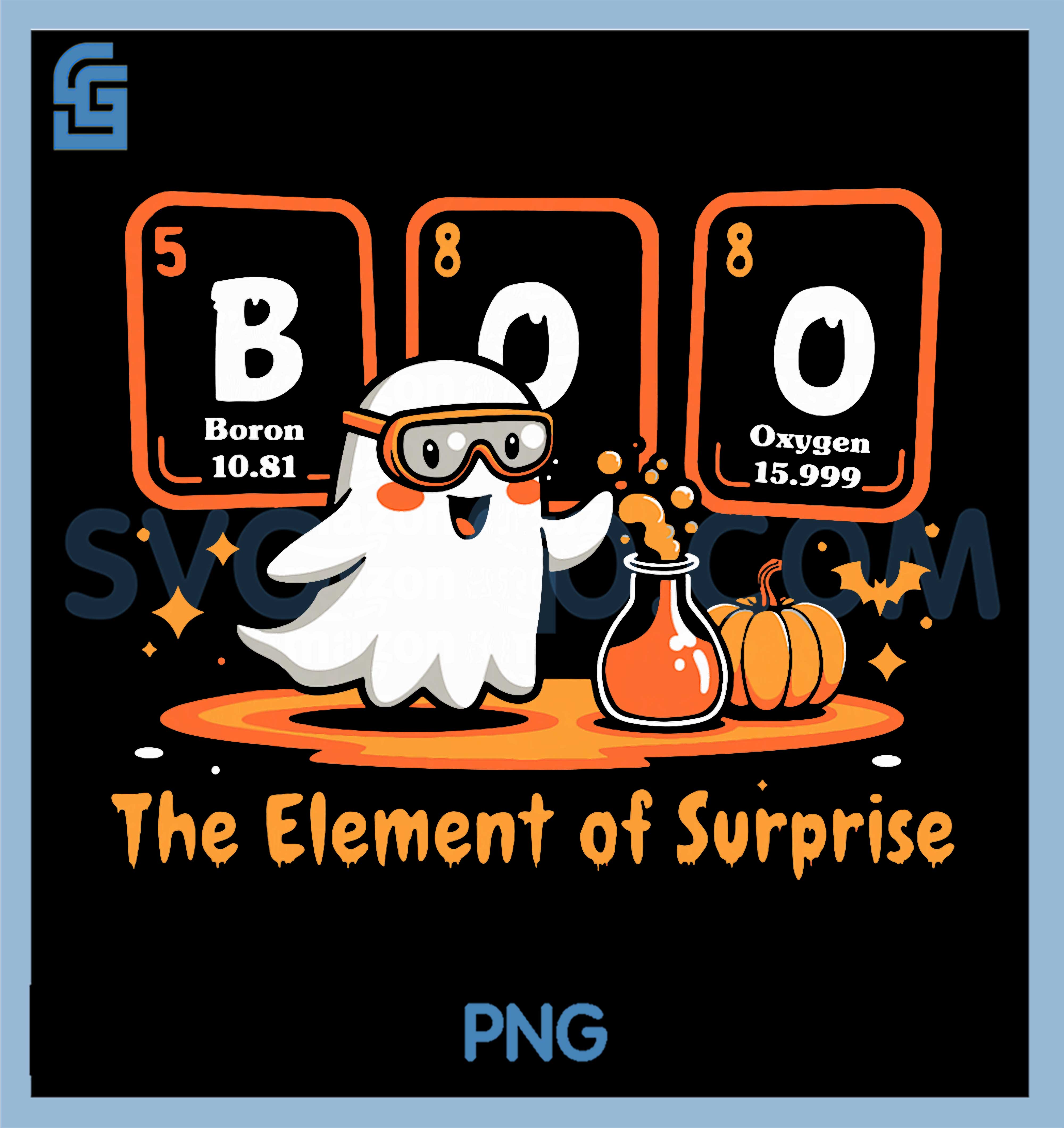 Chemistry Boo The Element Of Surprise Cute Chemist Halloween PNG