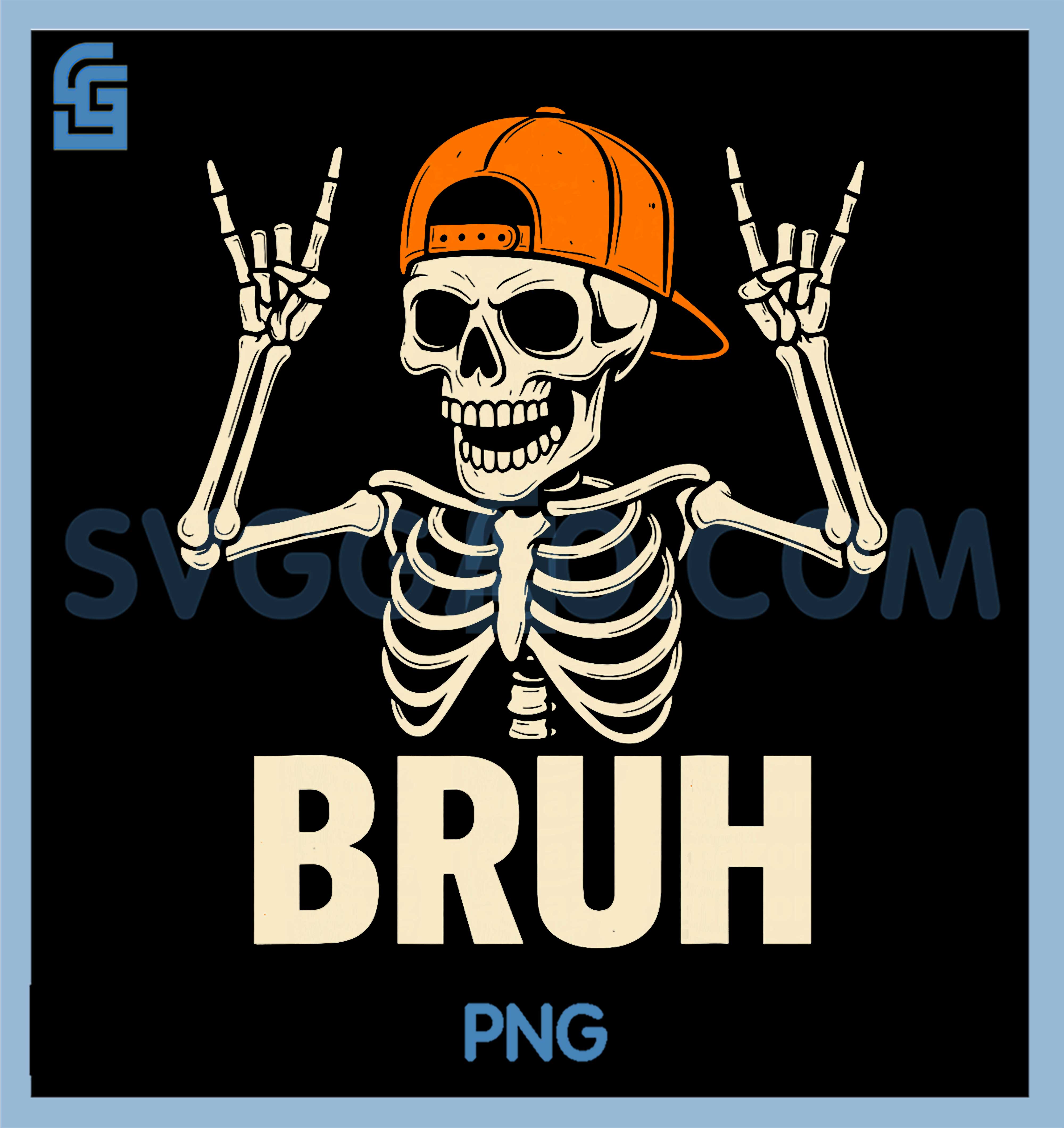 Cool Bruh Skeleton Rock On Halloween Men Boys Kids PNG – SVGGAO