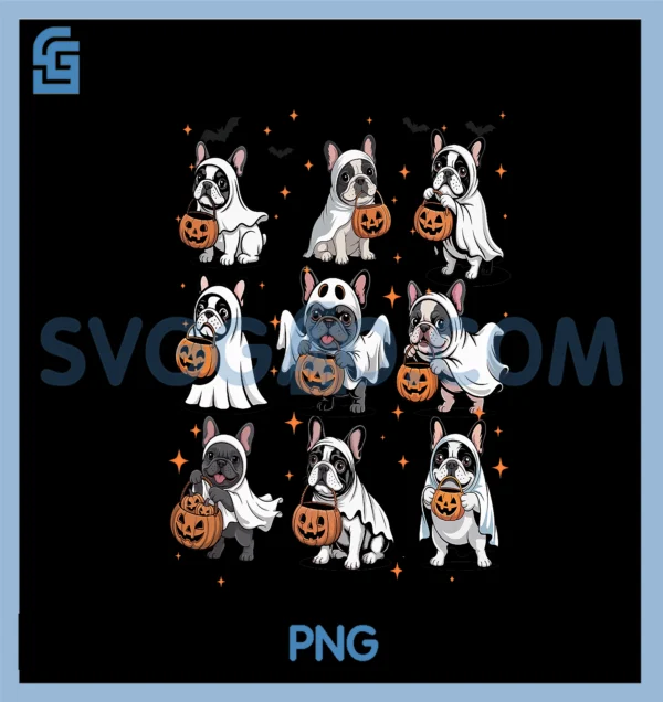 Cute Fall French Bulldog Ghost Dog Lover Halloween PNG – SVGGAO