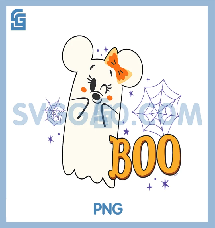 Disney Minnie Mouse Cute Little Ghost Boo Halloween PNG, Minnie Mouse ...