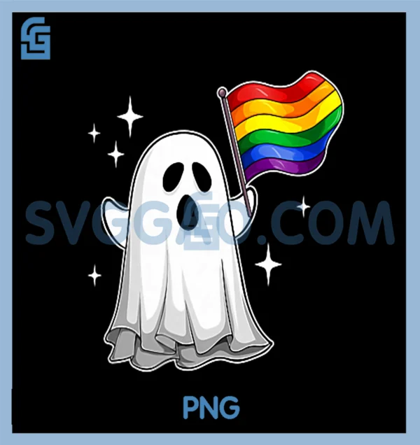 Ghost & LGBTQ Flag Gay Lesbian Pride Halloween Costume Day PNG, Gay ...