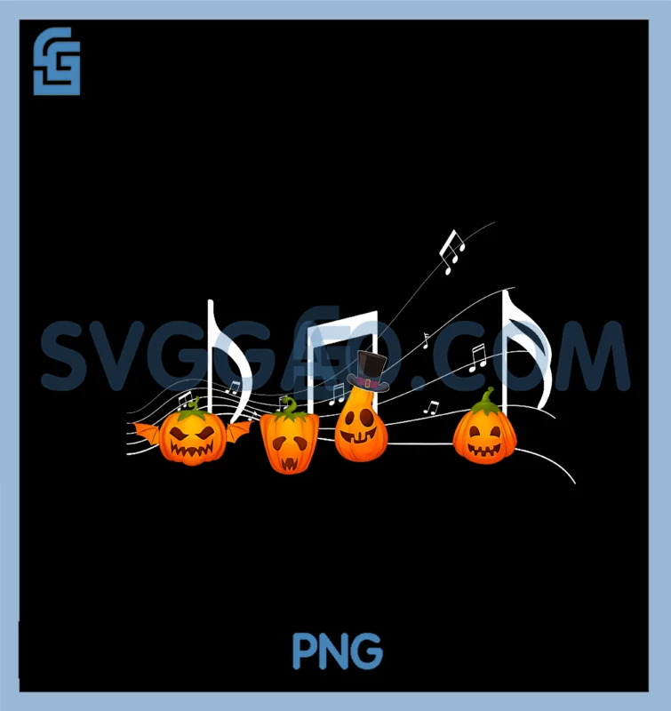 Music Notes With Pumpkins Music Teachers Halloween Men Women PNG, Music ...