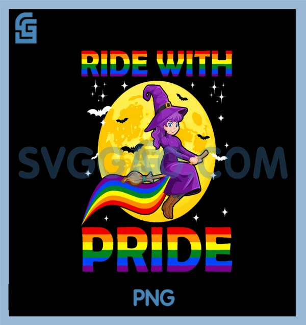 Ride with Pride LGBTQ Gay PNG, Lesbian Witch Halloween PNG – SVGGAO